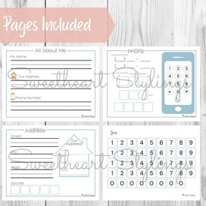 About Me (phone & Address) Printable - Instant Digital Download ...