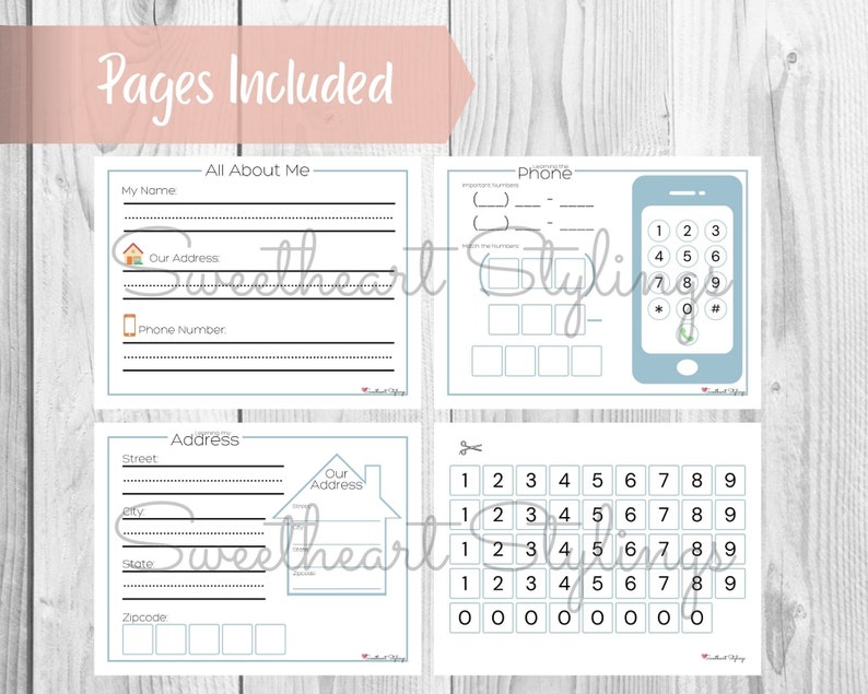 About Me (phone & Address) Printable - Instant Digital Download ...