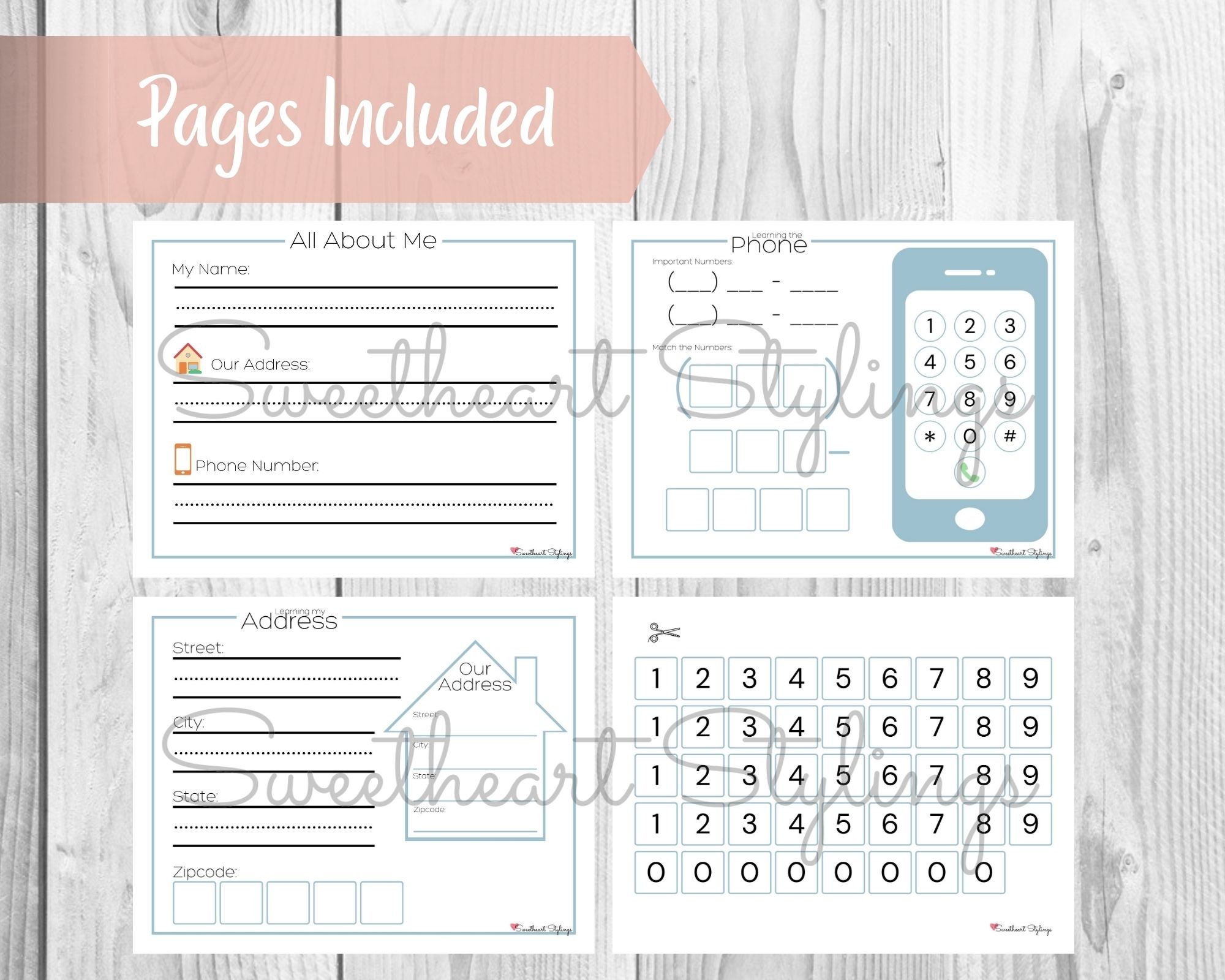 About Me (phone & Address) Printable - Instant Digital Download ...