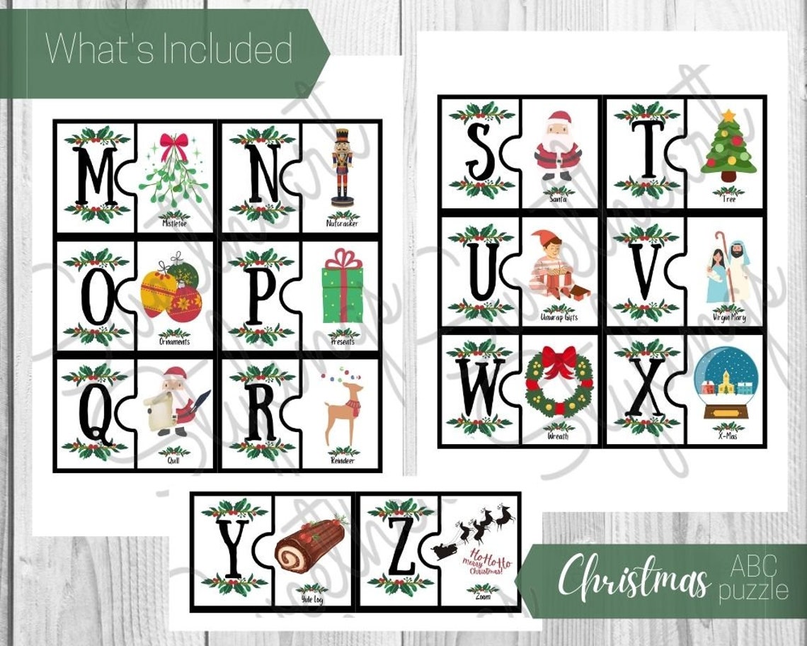 Christmas ABC Puzzle - Christmas Children’s Activity - Instant Digital ...
