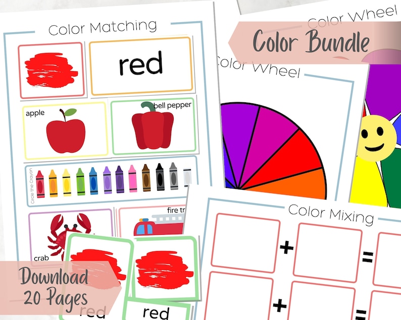 Color Bundle Printable - Color Matching - Color Wheel - Color Mixing ...