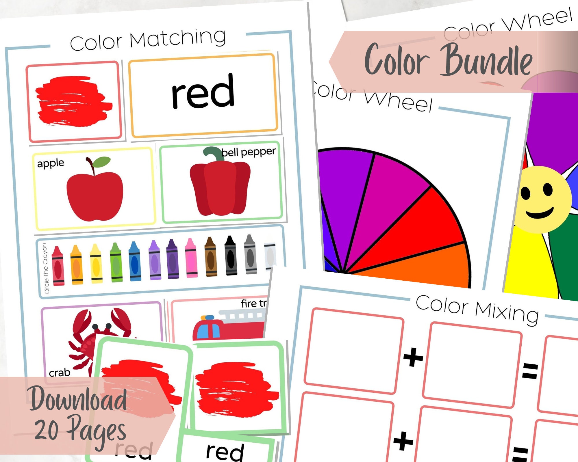 Color Bundle Printable - Color Matching - Color Wheel - Color Mixing ...