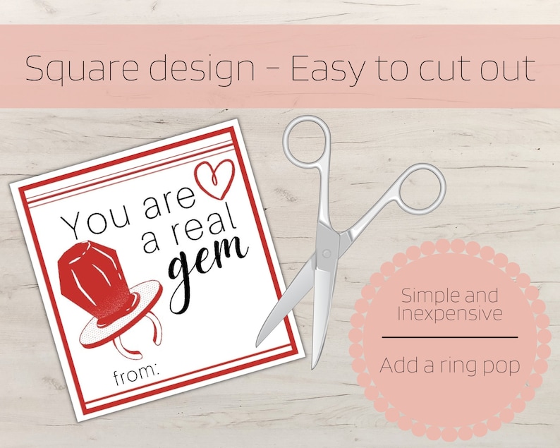 Valentines Gift Tag Printable - “ring Pop” - Instant Download - Cards ...