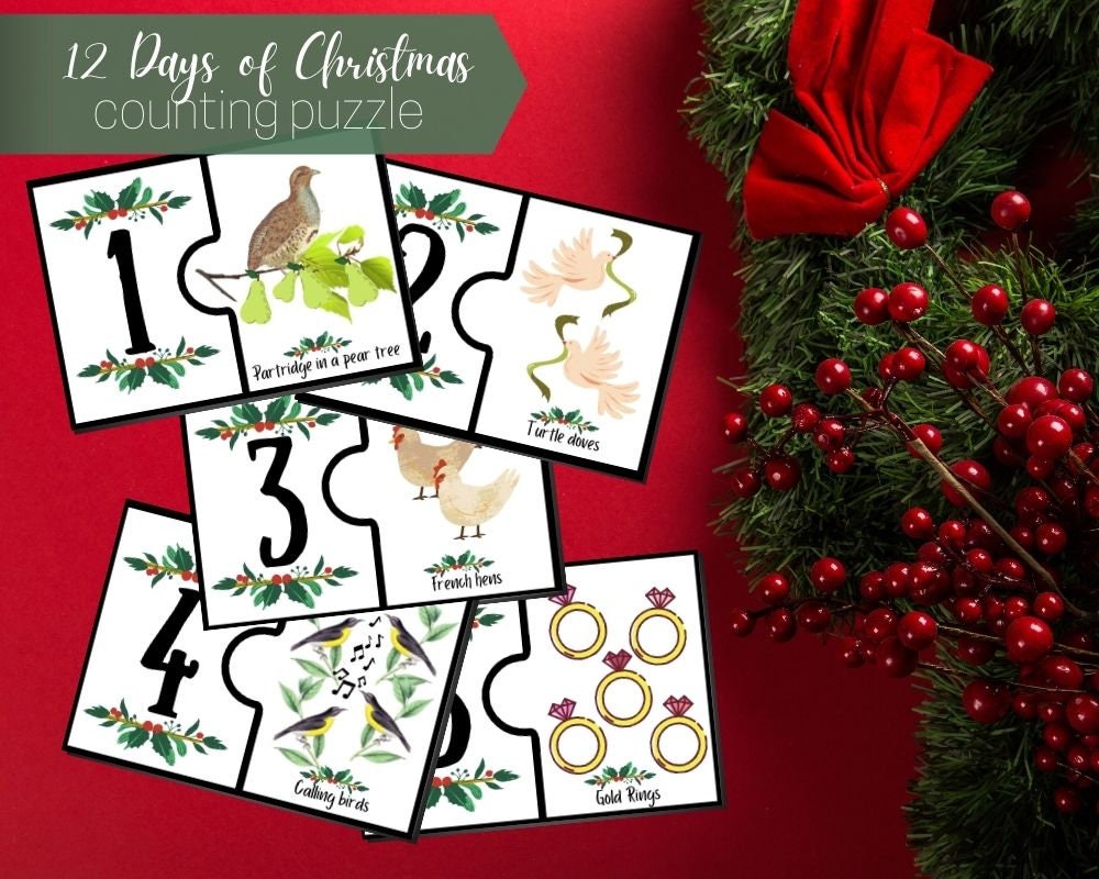 12 Days of Christmas Counting Puzzle - Christmas Children’s Activity ...