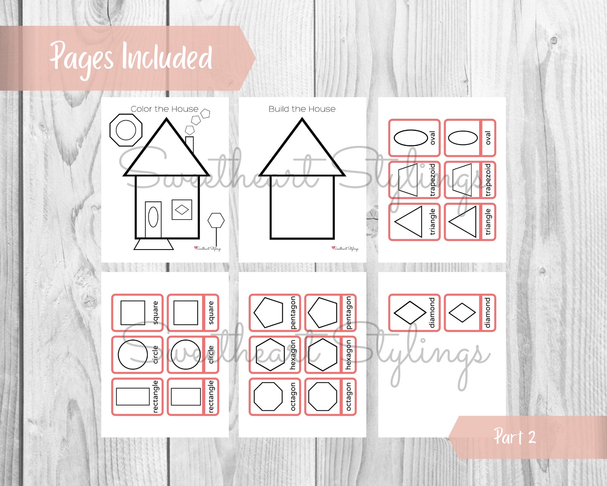 Shapes Bundle Printable - Shape Matching - Shape Practice - Color the ...