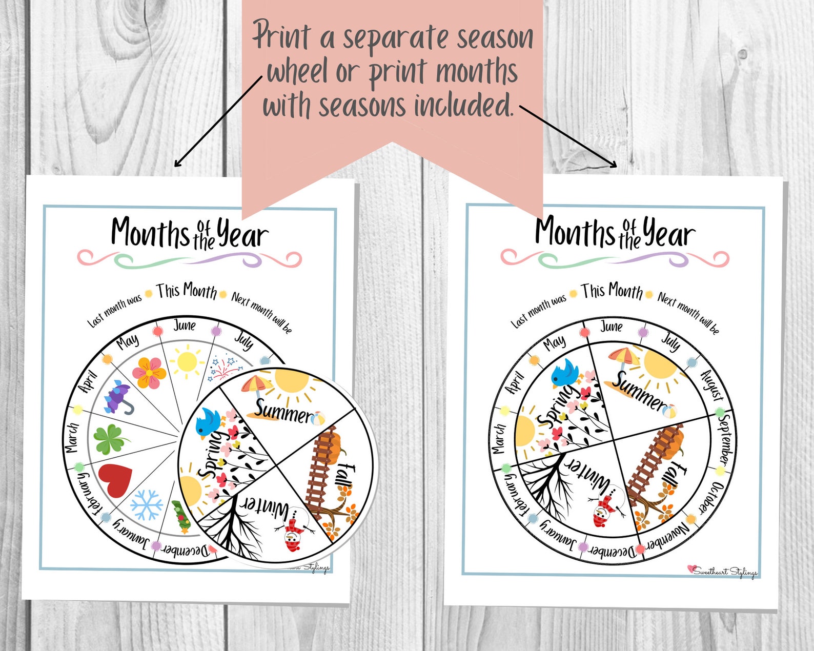 Months of the Year Wheel and Seasons Wheel Printable Circle Time ...