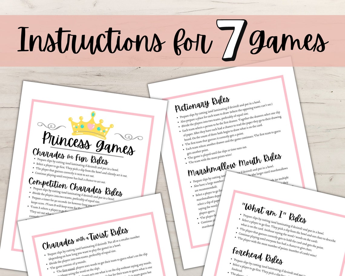 Princess Party Games Printable - Instant Download - Birthday Party ...