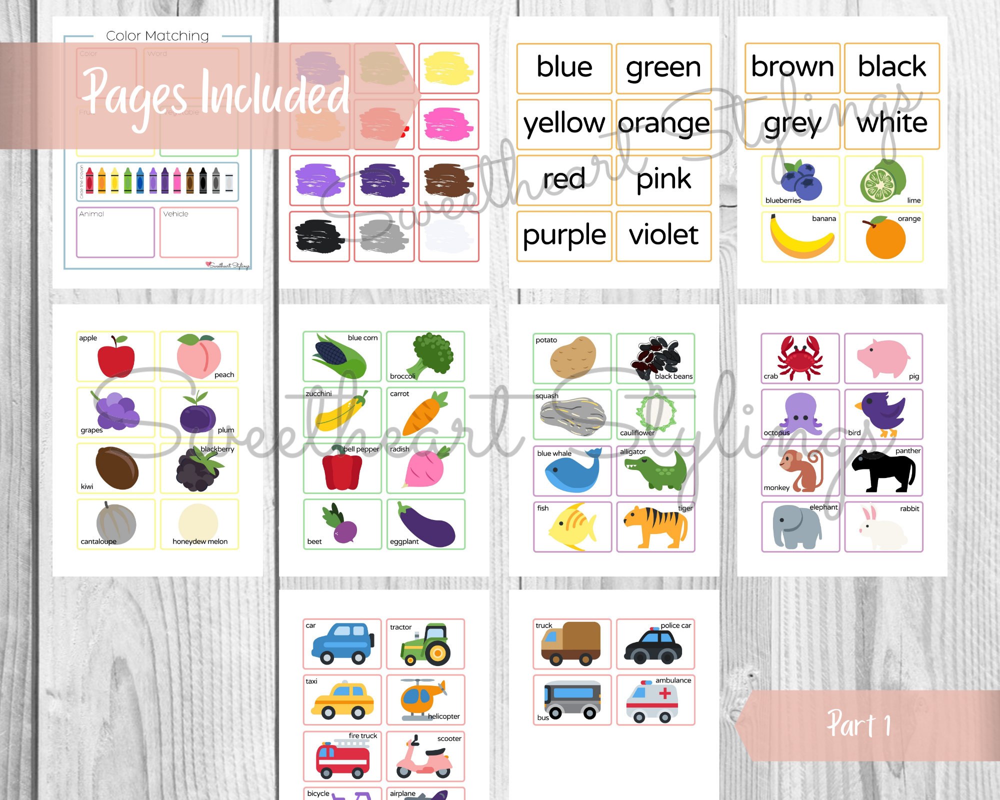 Color Bundle Printable Color Matching Color Wheel Color Mixing Flash ...