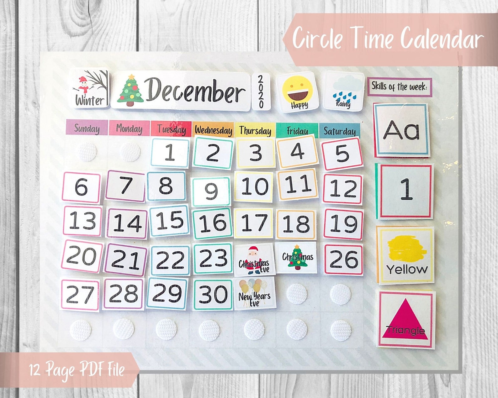 Circle Time Calendar PRINTABLE Perpetual Calendar Digital Download ...