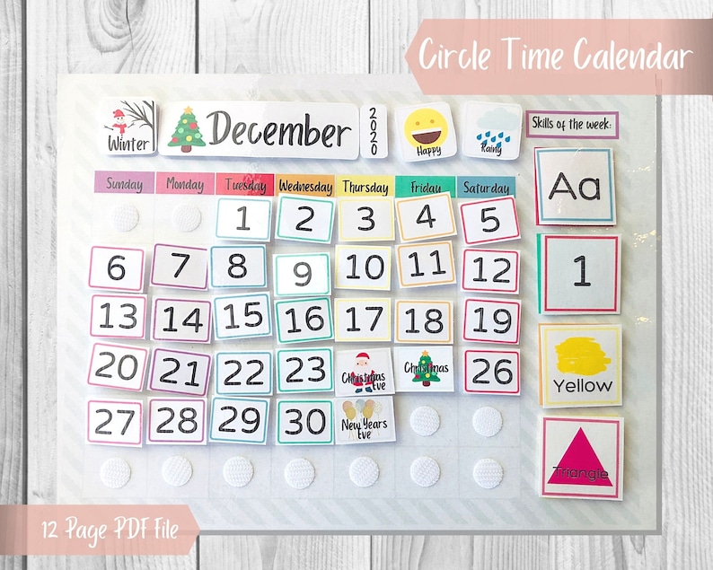 Circle Time Calendar PRINTABLE - Perpetual Calendar - Digital Download ...