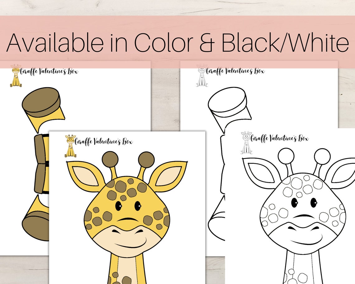 Giraffe Valentines Box or Bag Printable Mailbox Instant Download DIY ...