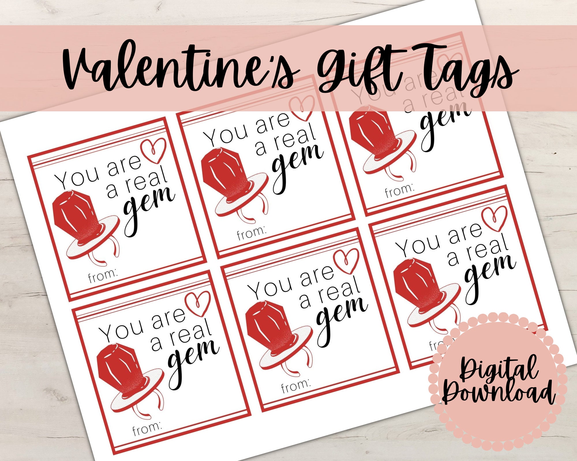 Valentines Gift Tag Printable - “ring Pop” - Instant Download - Cards ...