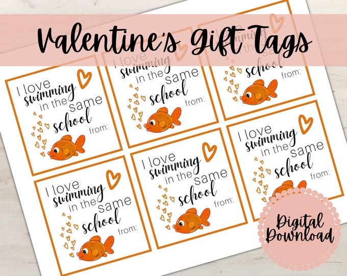 Valentines Gift Tag Printable - “goldfish” - Instant Download - Cards ...