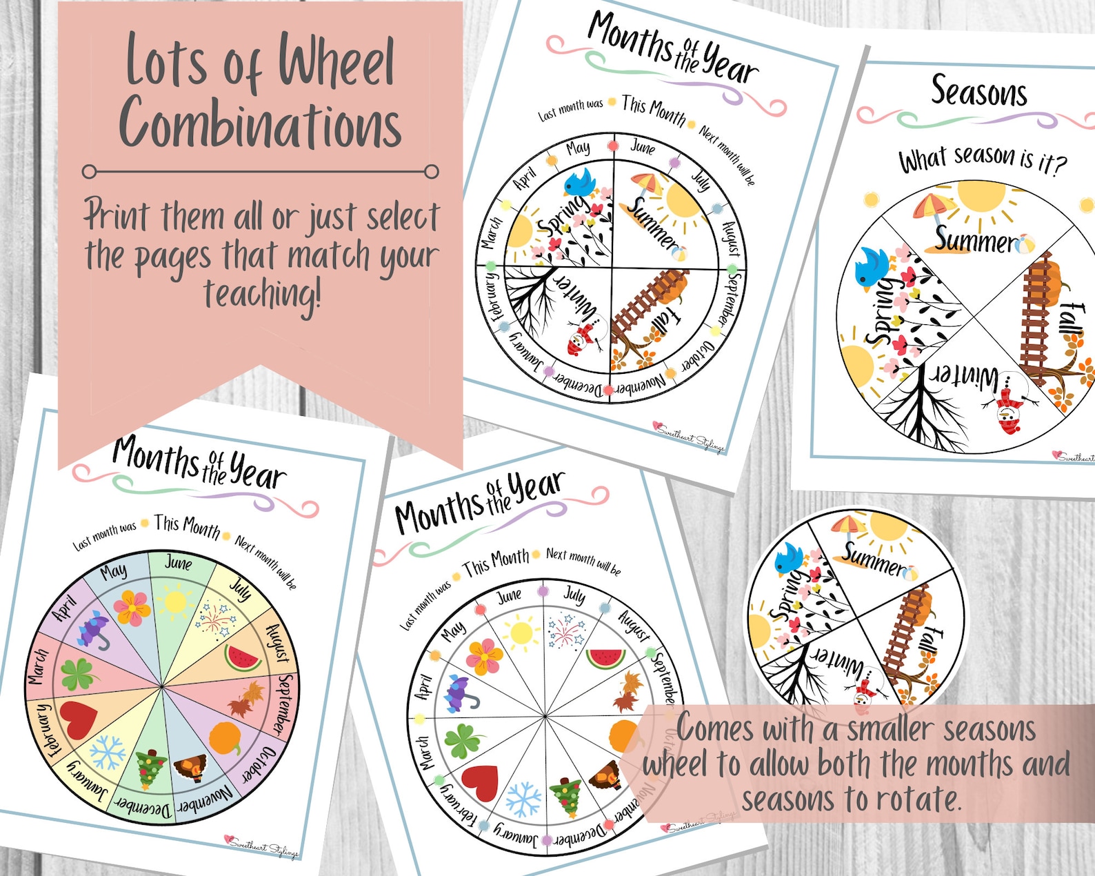 Months of the Year Wheel and Seasons Wheel Printable Circle Time ...