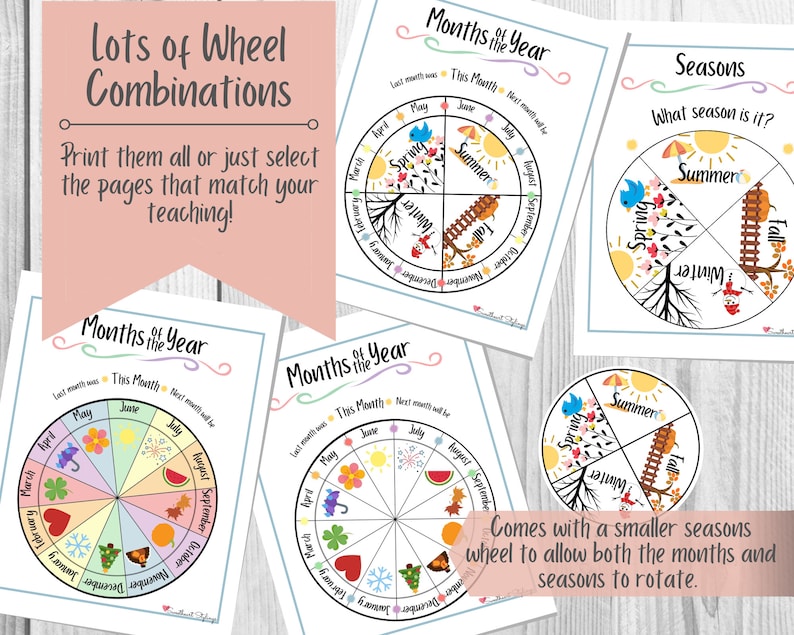Months of the Year Wheel and Seasons Wheel Printable Circle Time ...