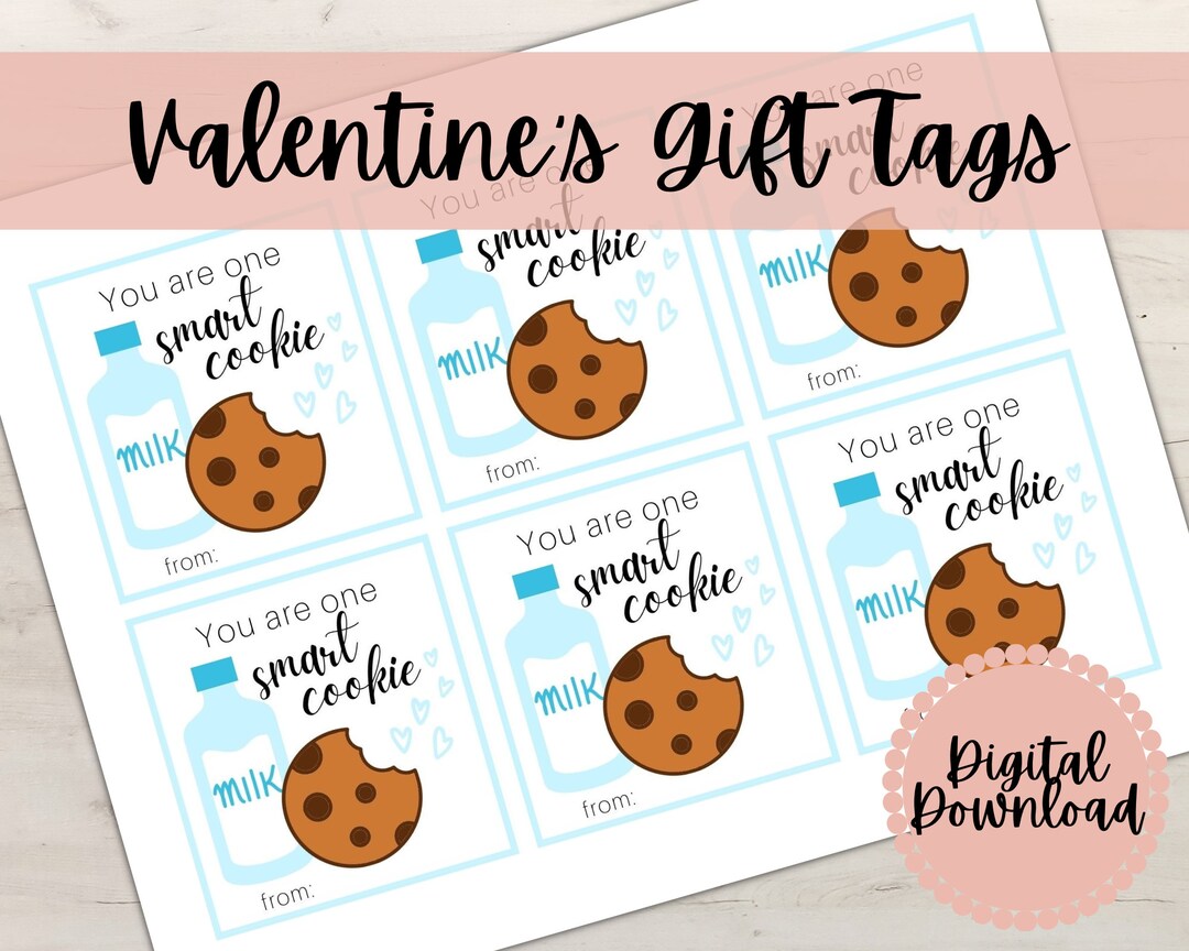 Valentines Gift Tag Printable - “smart Cookie” - Instant Download ...