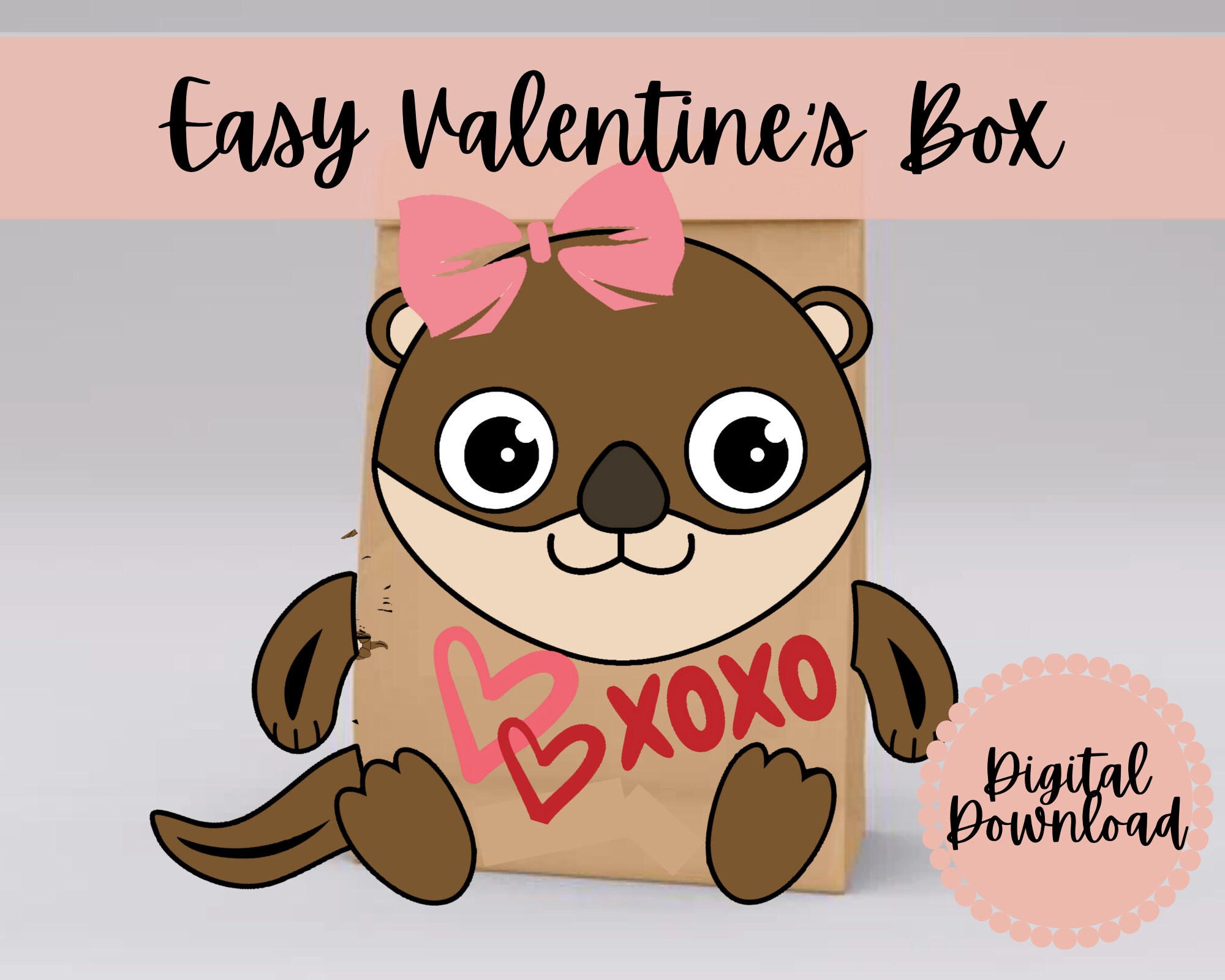Otter Valentines Box or Bag Printable - Mailbox - Instant Download ...