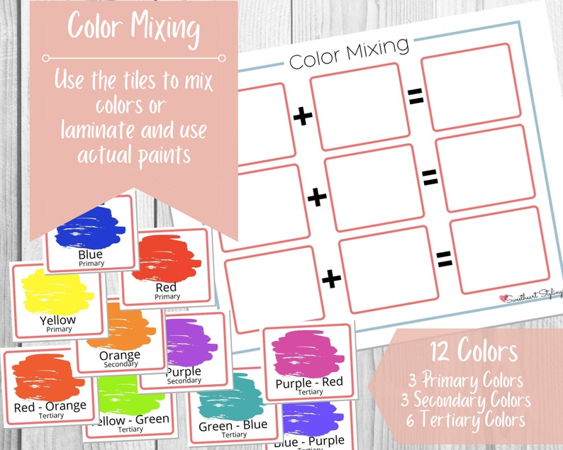 Color Bundle Printable Color Matching Color Wheel Color Mixing Flash ...