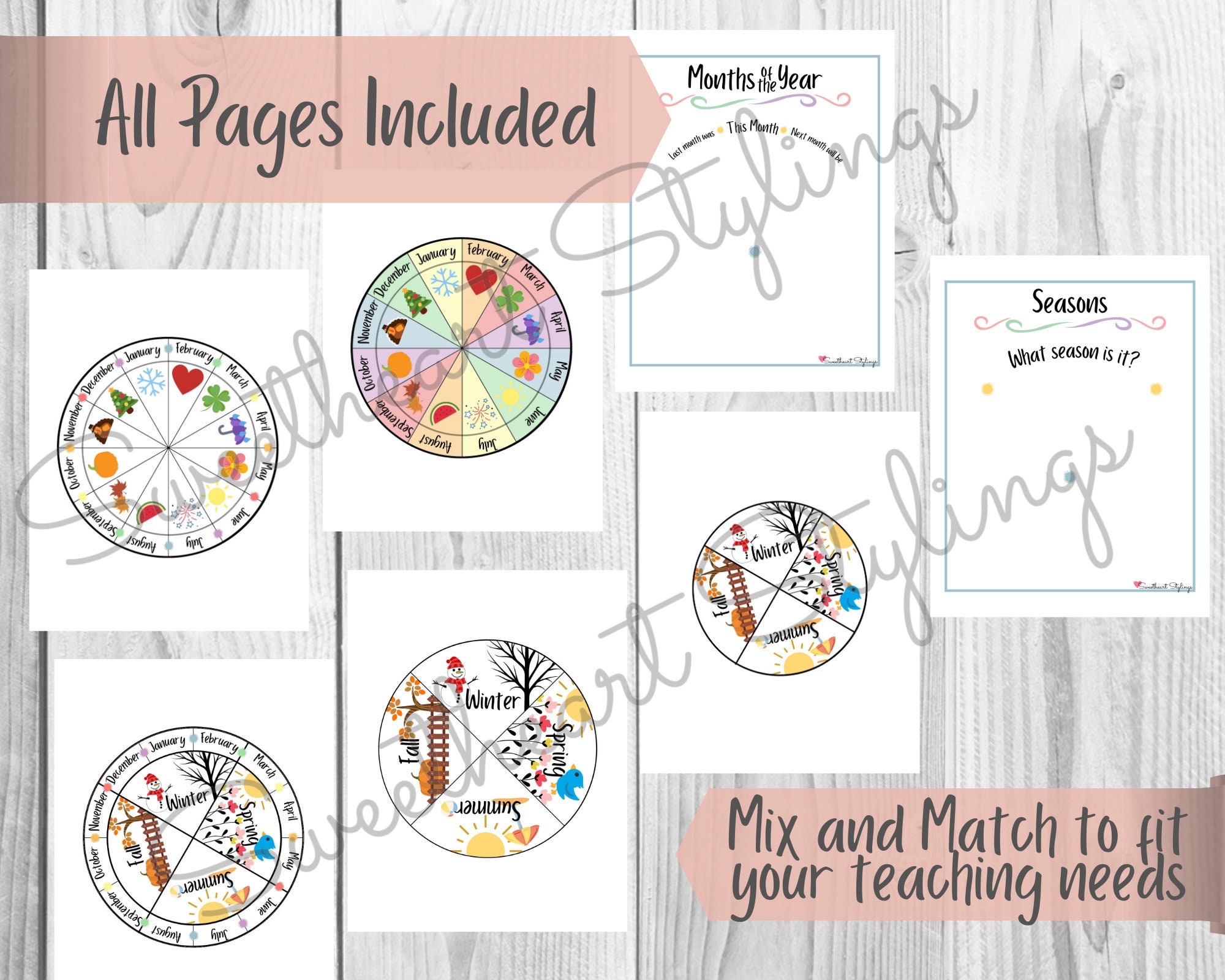 Months of the Year Wheel and Seasons Wheel Printable Circle Time ...