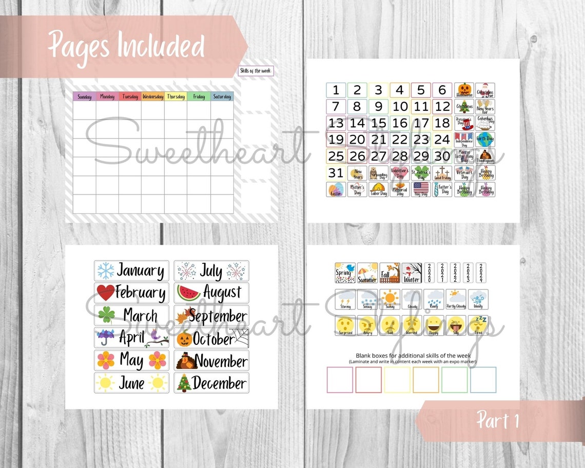 Circle Time Calendar PRINTABLE Perpetual Calendar Digital Download ...