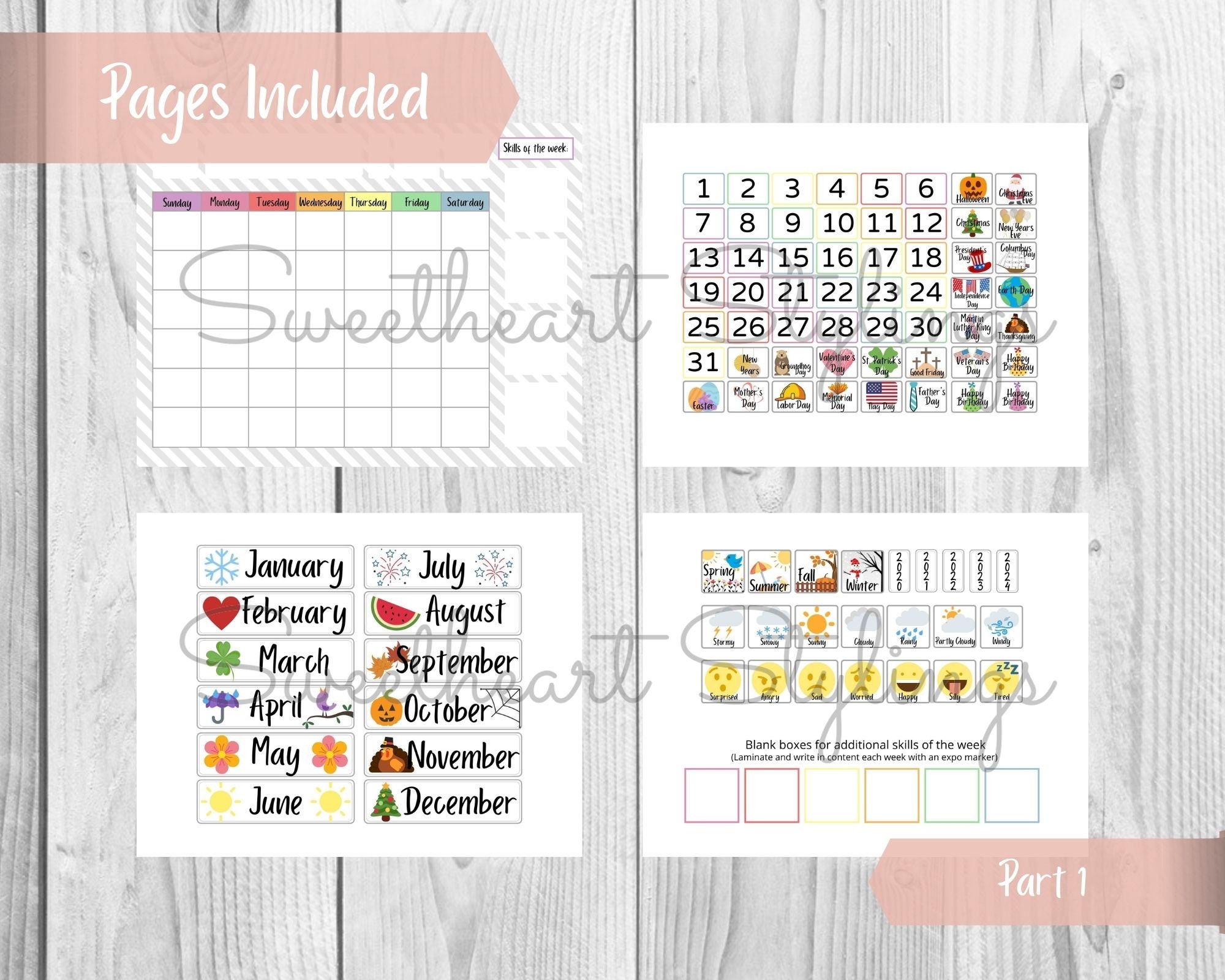 Circle Time Calendar PRINTABLE - Perpetual Calendar - Digital Download ...
