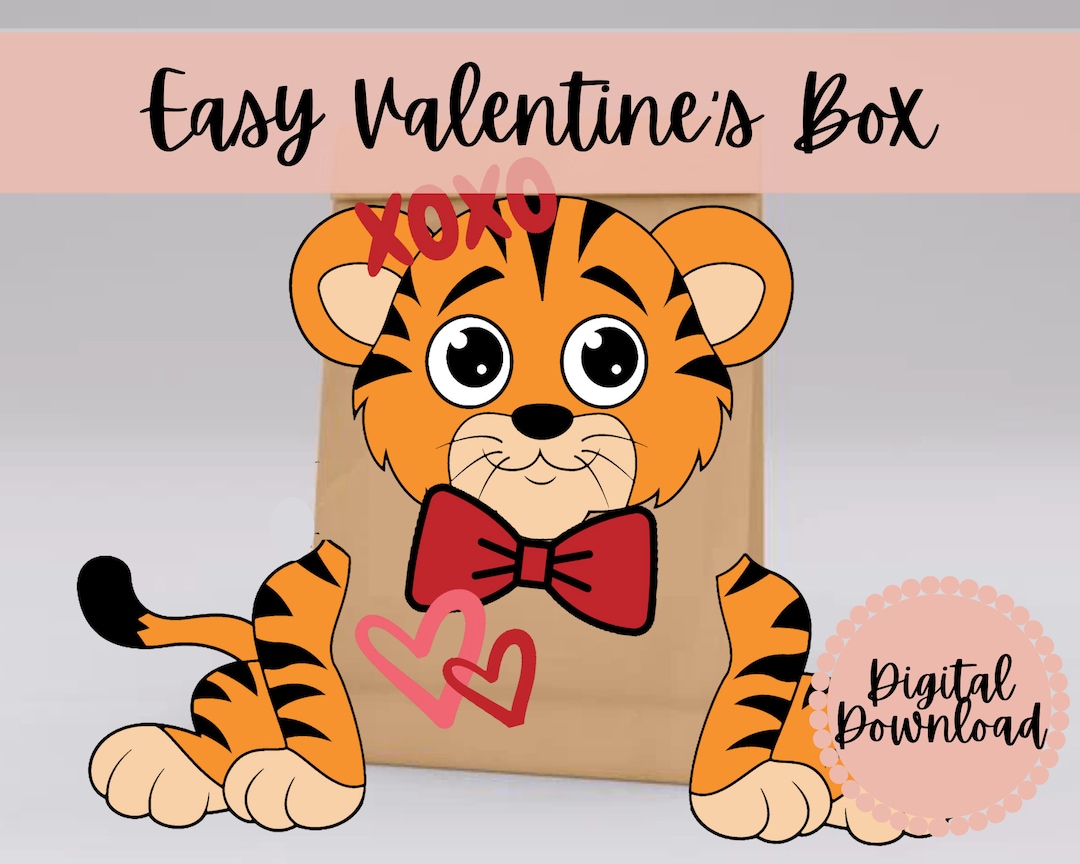 Tiger Valentines Box or Bag Printable - Mailbox - Instant Download ...