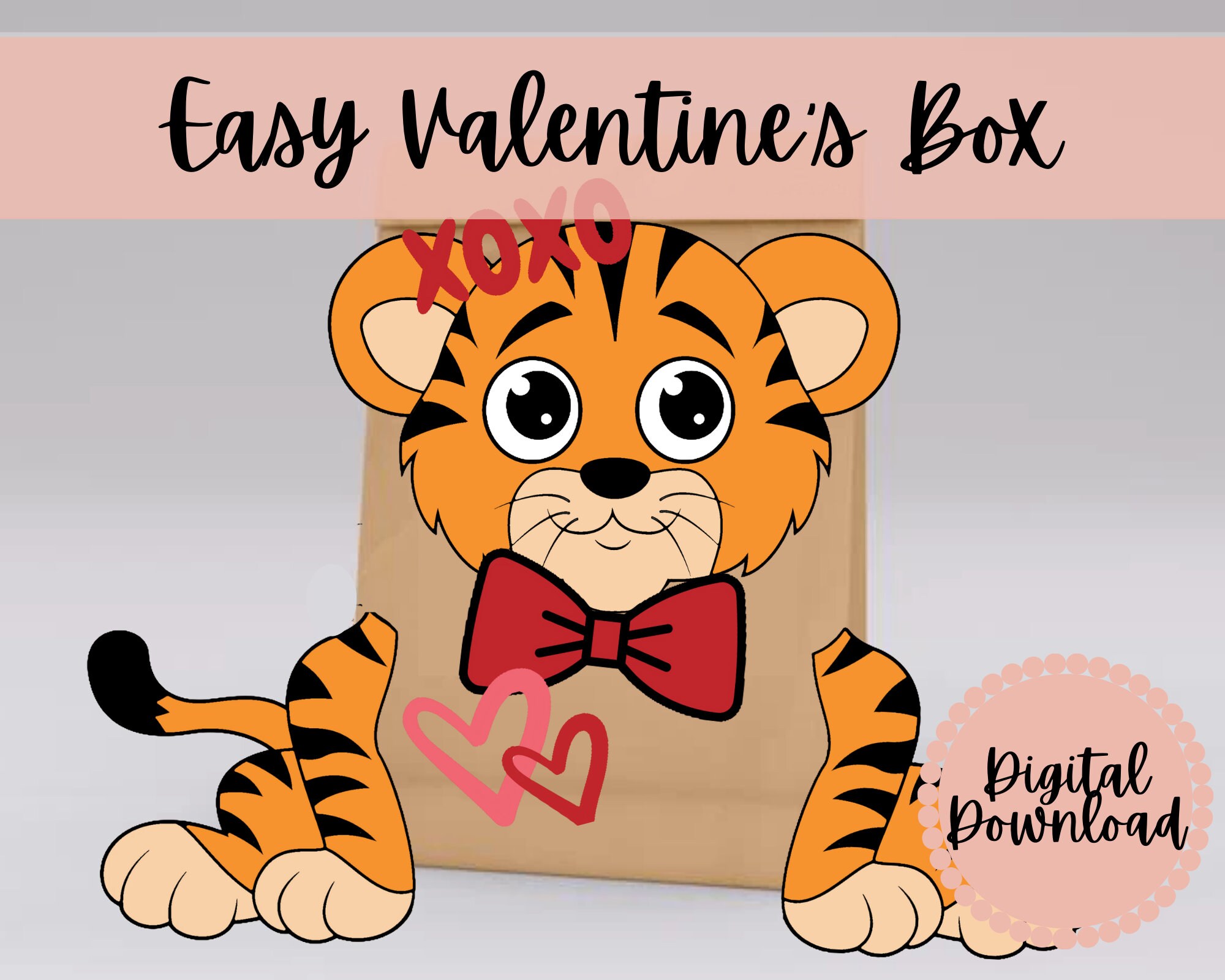 Tiger Valentines Box or Bag Printable - Mailbox - Instant Download ...