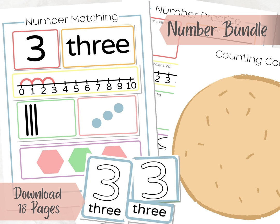 Number Bundle Printable - Number Matching - Number Practice - Counting ...