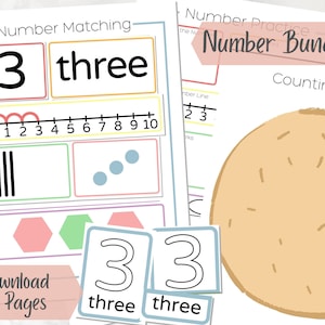 Number Bundle Printable - Number Matching - Number Practice - Counting ...