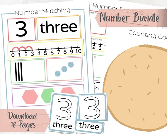 Number Bundle Printable Number Matching Number Practice | Etsy