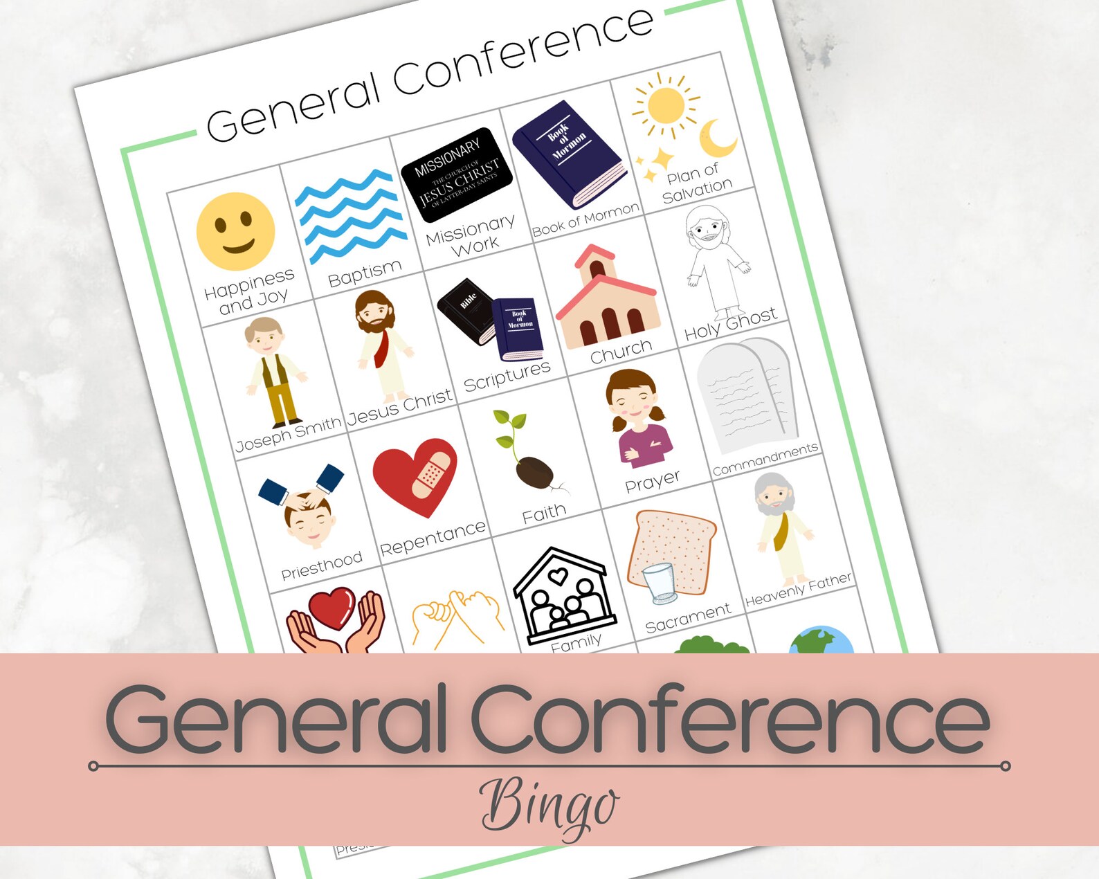 General Conference Bingo PRINTABLE - Digital Download - LDS Activity ...