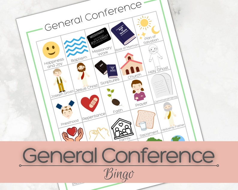 General Conference Bingo PRINTABLE - Digital Download - LDS Activity ...