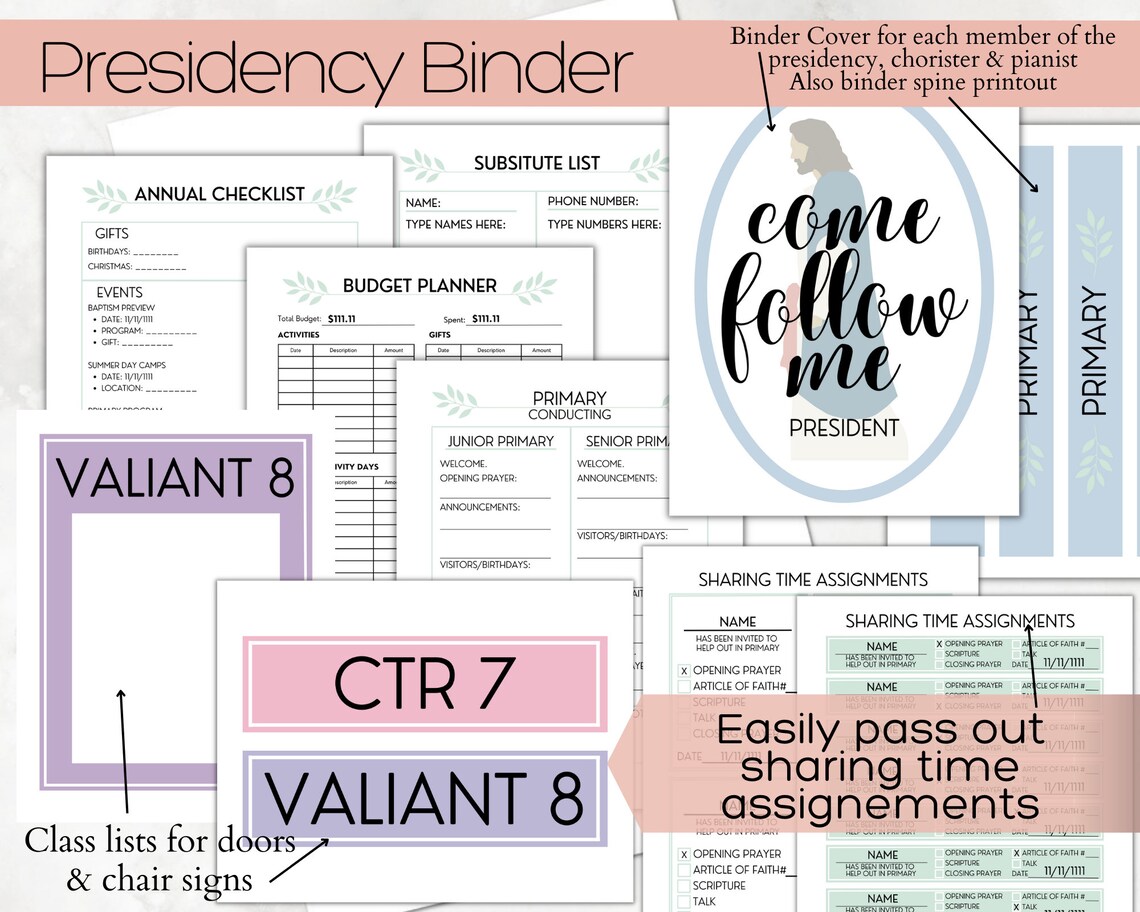 Primary Presidency Bundle PRINTABLE - Primary Binder - Planner ...
