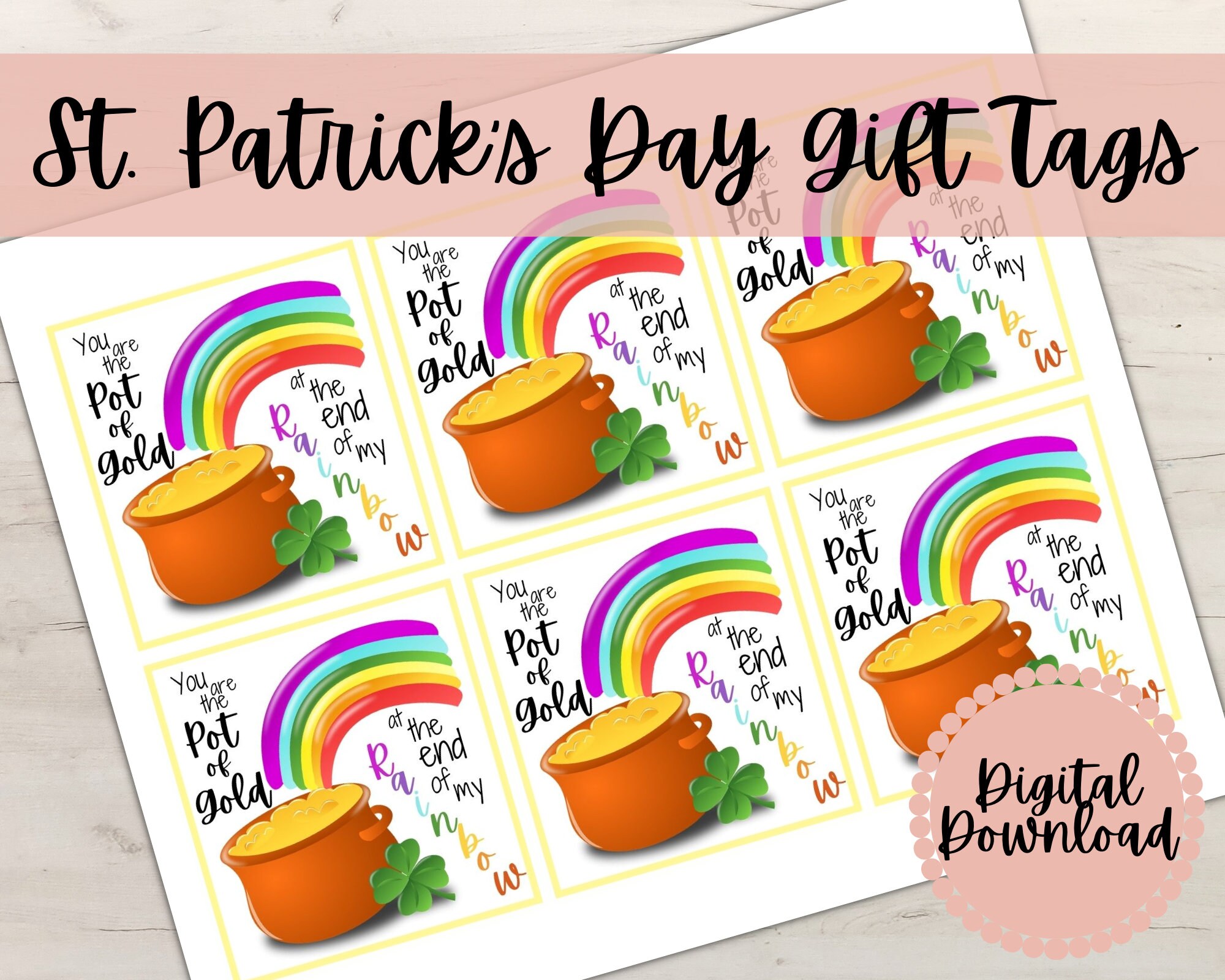 St. Patrick's Day Gift Tag Printable you're the Pot of Gold Instant ...