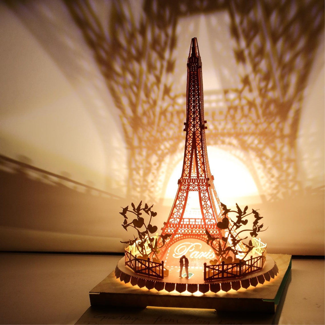 Postalk Eiffel Tower 3D Paper Model Kit Paper Cut Light | Etsy