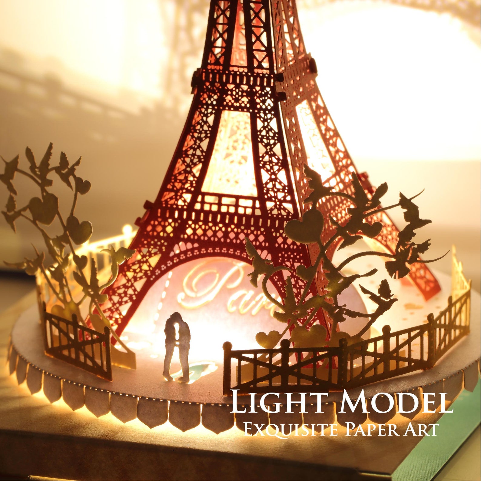 Postalk Eiffel Tower 3D Paper Model Kit Paper Cut Light | Etsy