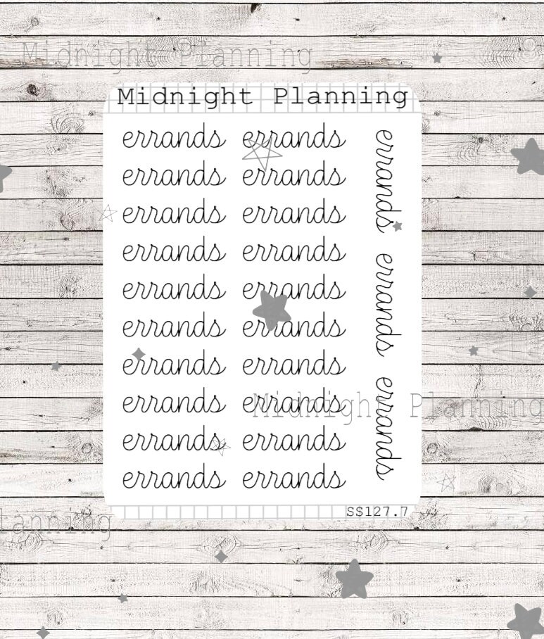 Errands Scripts, Functional and Handmade Planner Sticker Sheets - Etsy