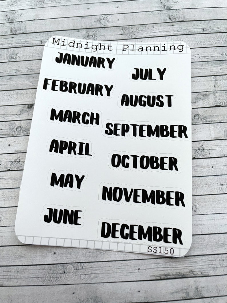 Monthly Labels in Font Eight, Functional and Handmade Planner Sticker ...
