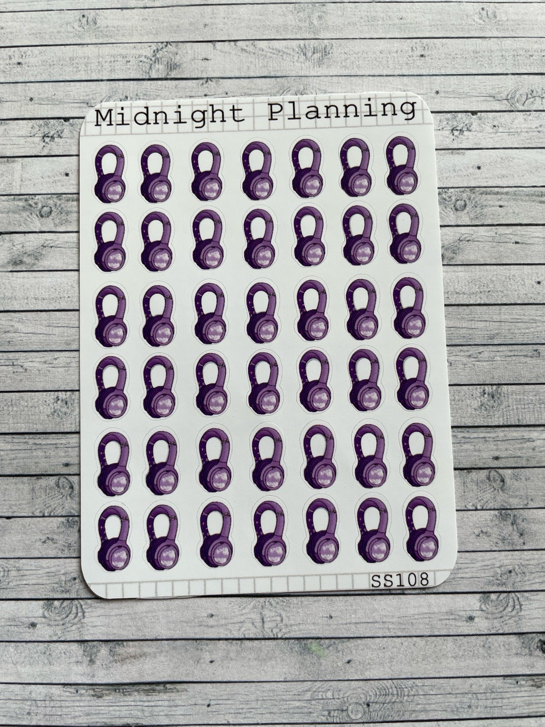 Purple Sky Themed Headphone Stickers, Functional and Handmade Planner ...