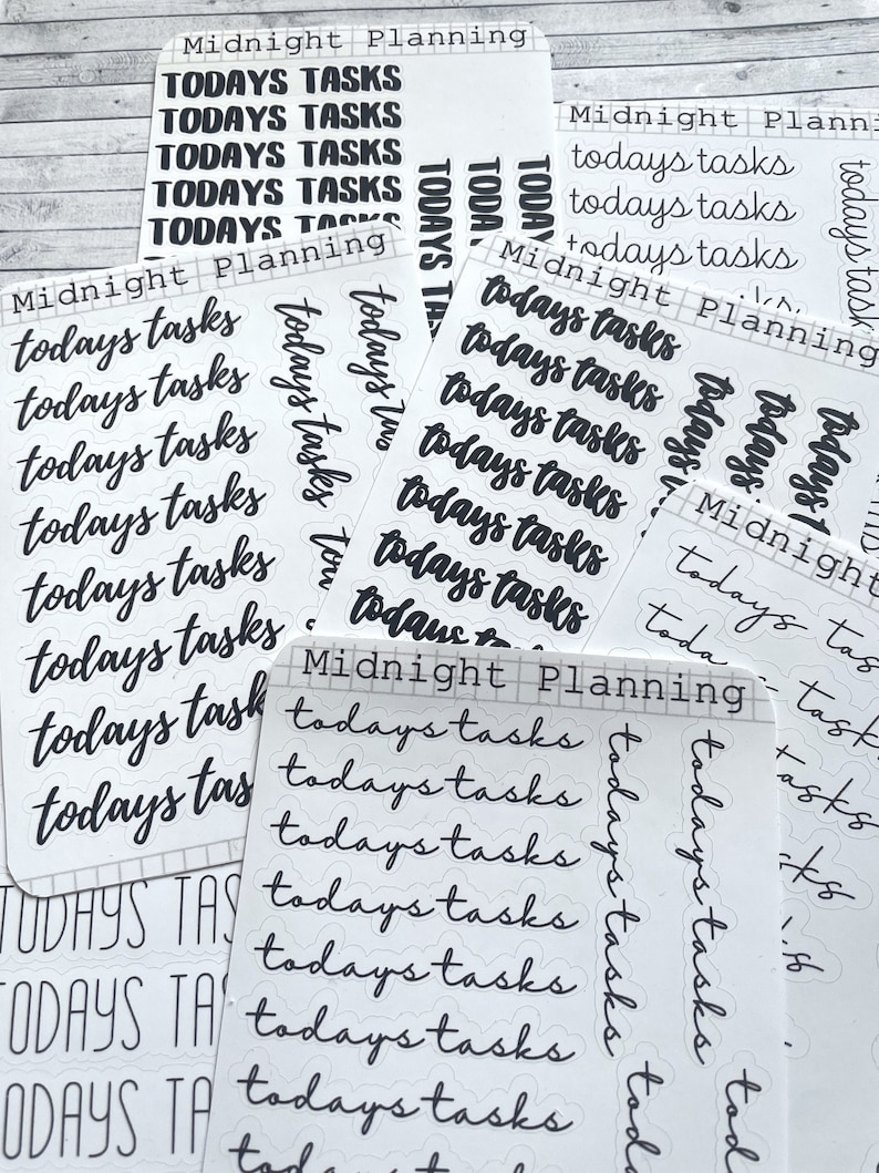 Todays Tasks Labels in Font Six, Personal List, Functional and Handmade ...