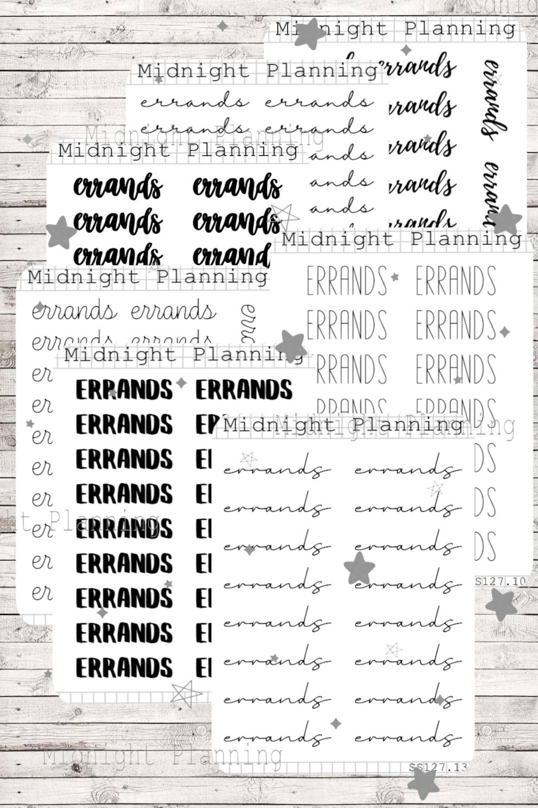 Errands Scripts, Functional and Handmade Planner Sticker Sheets - Etsy
