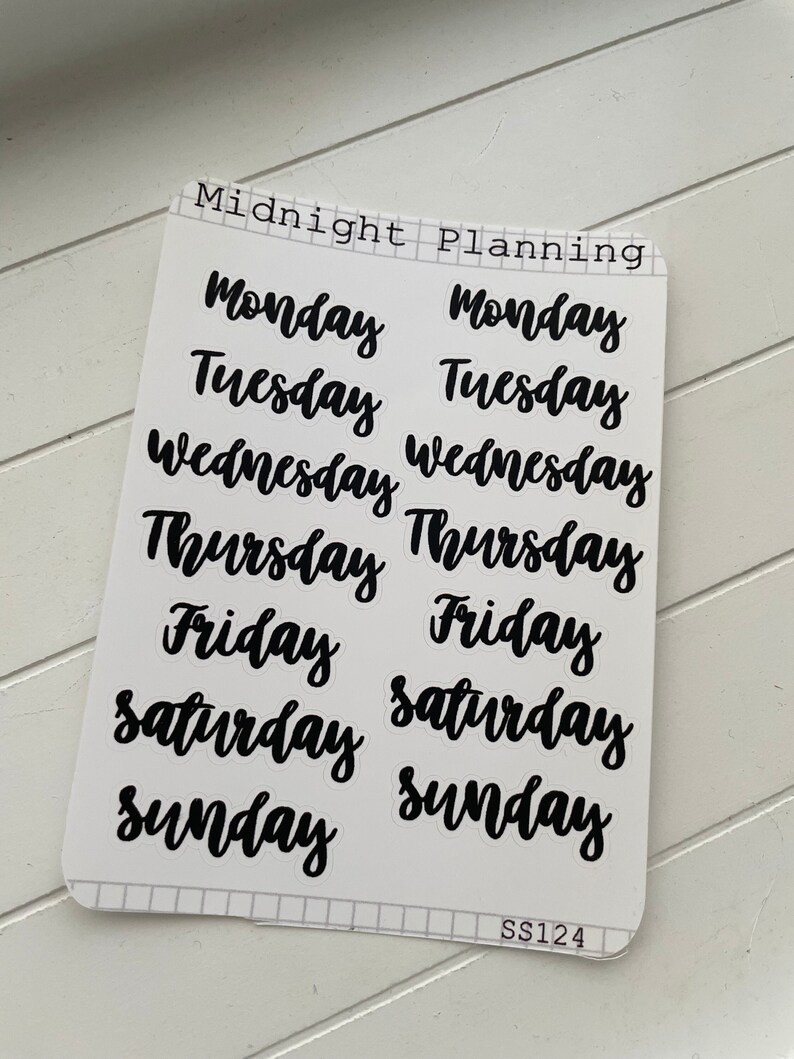 Weekly Labels in Font Six Functional and Handmade Planner - Etsy