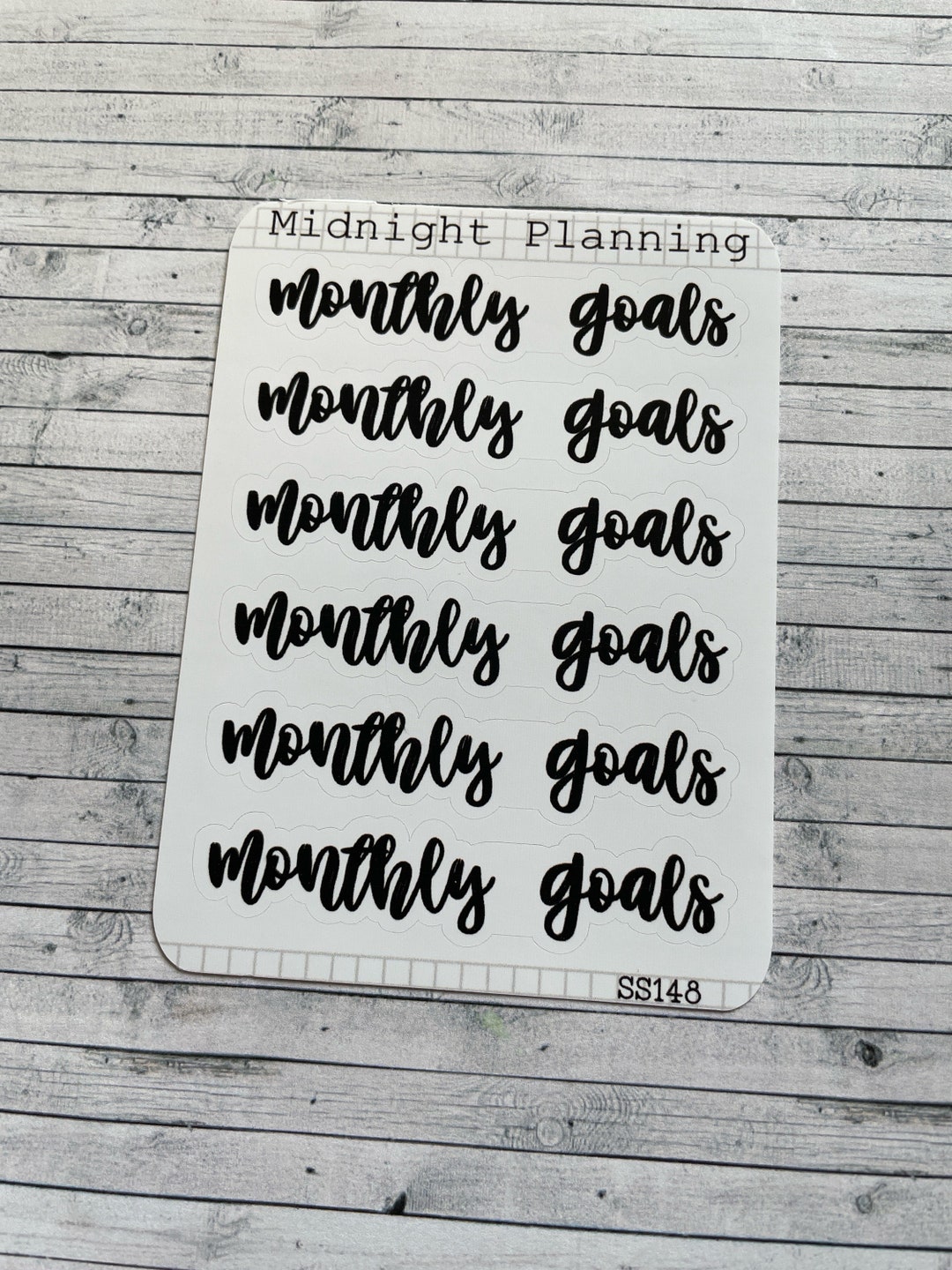 Monthly Goals in Font Six, Functional and Handmade Planner Sticker ...