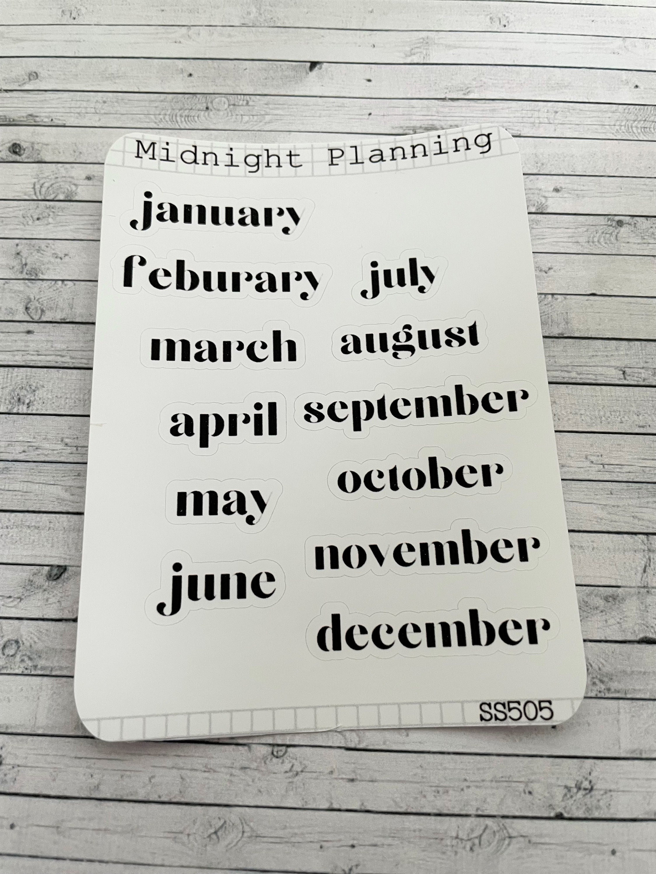 Monthly Labels in Font Seventeen, Functional and Handmade Planner ...