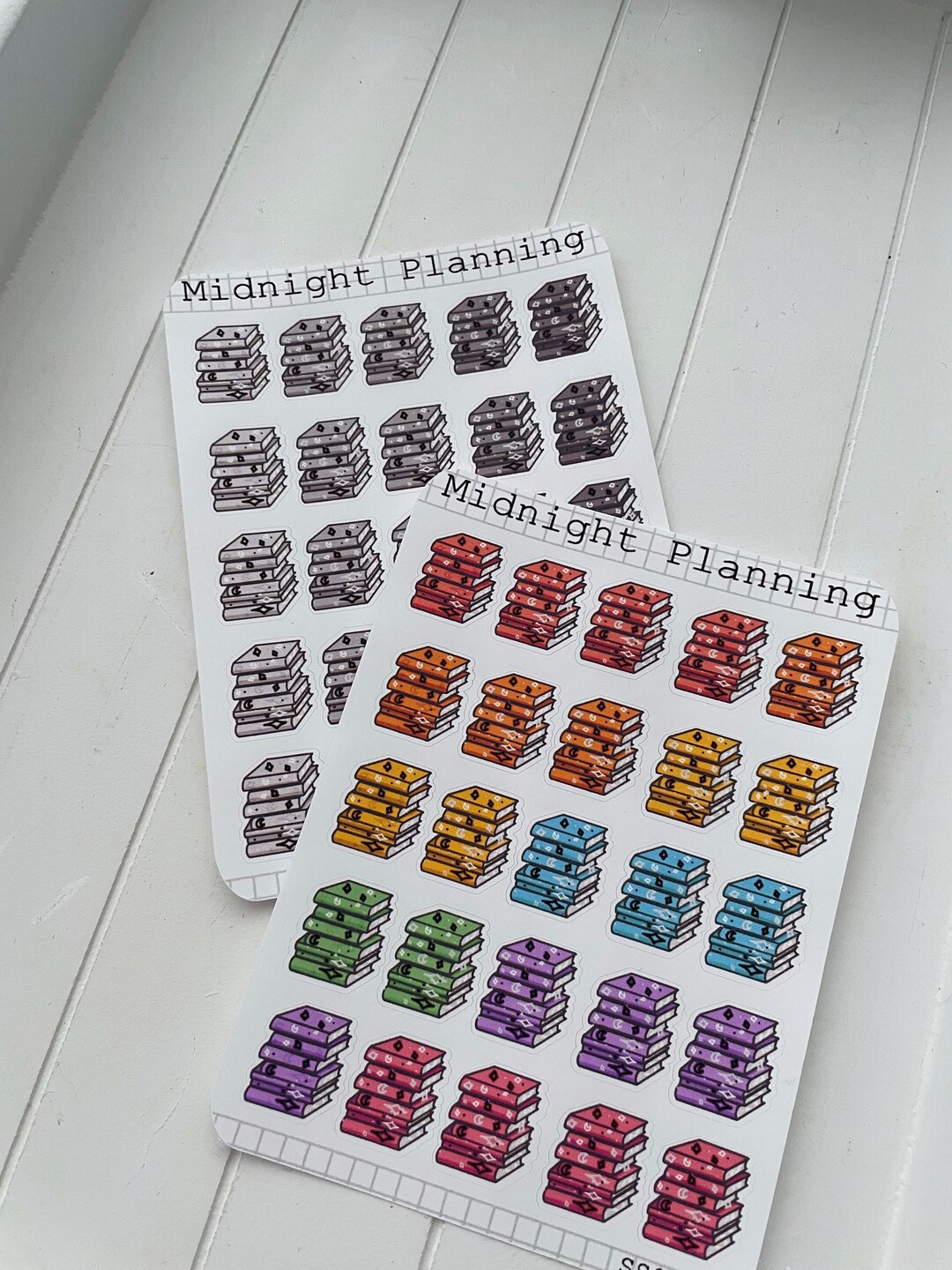 Book Stacks Decorated With Moons and Stars, Functional and Handmade ...