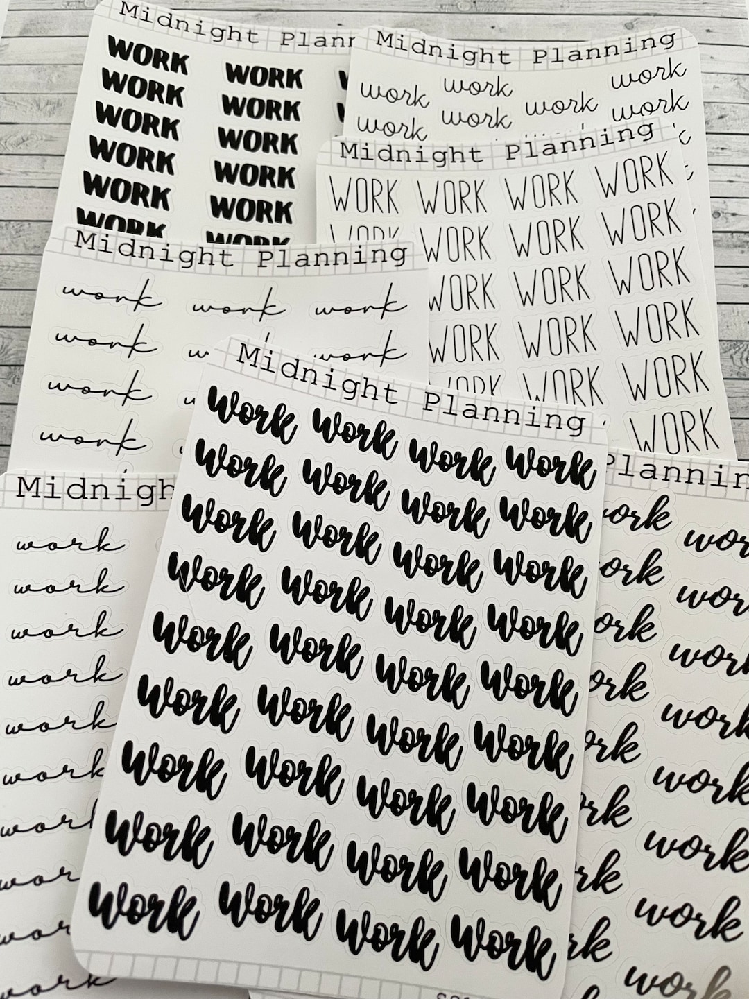 Work Script in Font Six, Functional and Handmade Planner Sticker Sheets ...