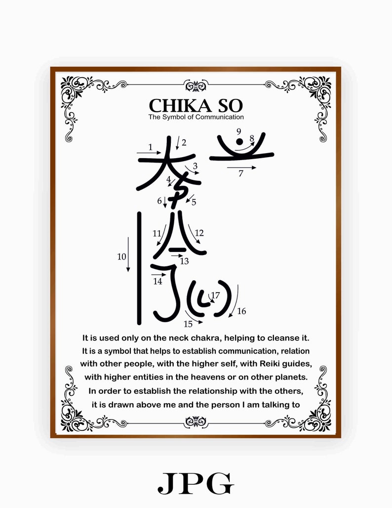 Chika so Symbol Reiki Printable, Size 8.5x11 Inch 6jpg & 3 Png the ...