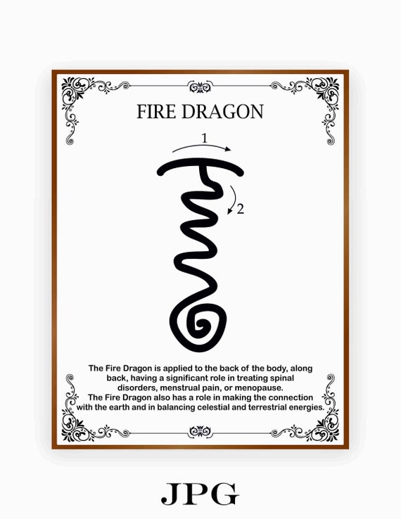 Fire Dragon Symbol Reiki Printable Size 8.5x11 Inch A4 6 - Etsy UK