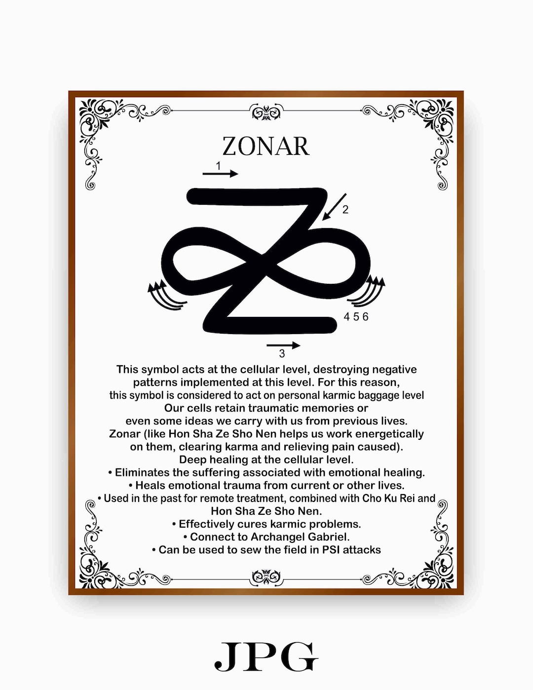 ZONAR Symbol, Reiki Symbol, You Will Learn to Draw Them Printable Size ...