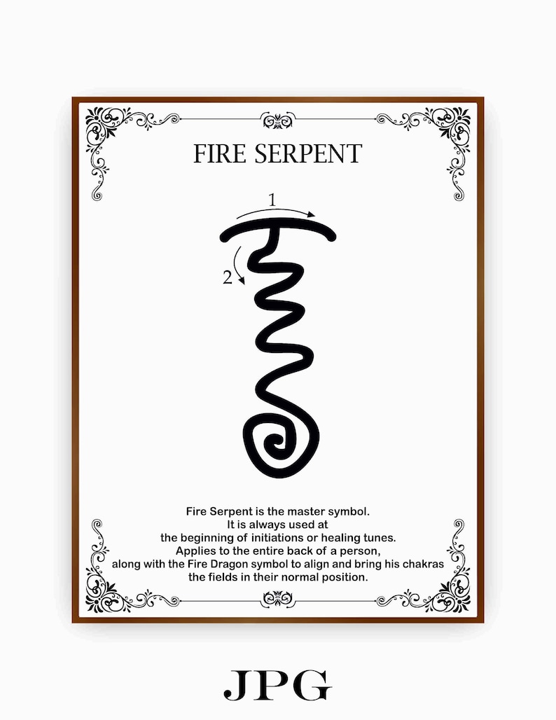 Fire Serpent Symbol Reiki Printable Size 8.5x11 Inch 6jpg & - Etsy